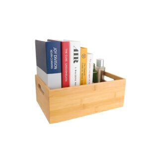 Bamboo Storage Box Set - 3 Piece Pack Durable Bin with Handles, Multi-Purpose Organizer, for Closet, Office, Toys, Bedding, Clothes, Baby Essentials, Arts and Crafts