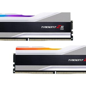 G.SKILL Trident Z5 RGB Series (Intel XMP 3.0) DDR5 RAM 32GB (2x16GB) 5600MT/s CL40-40-40-89 1.20V Desktop Computer Memory UDIMM - Metallic Silver (F5-5600J4040C16GA2-TZ5RS)