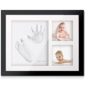 baby handprint and footprint keepsake kit, newborn prints photo frame for boys girls, new mom babies shower gifts set, infant picture frames registry, nursery memory art decor kits