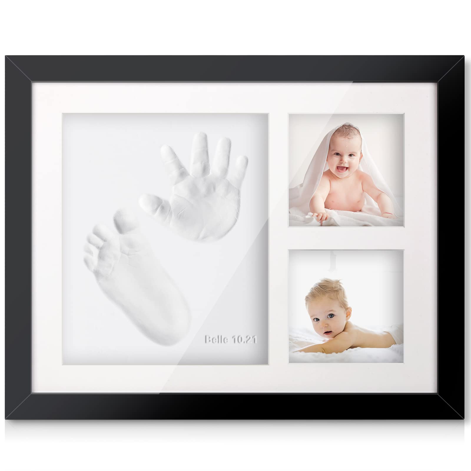 Baby Handprint and Footprint Keepsake Kit, Newborn Prints Photo Frame for Boys Girls, New Mom Babies Shower Gifts Set, Infant Picture Frames Registry, Nursery Memory Art Decor Kits