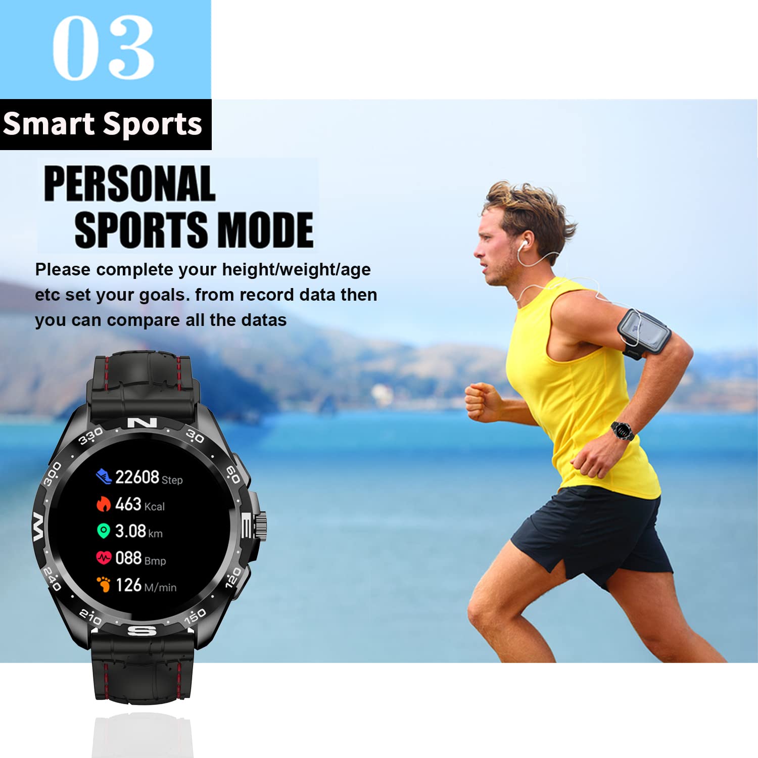 CARYWON Smart Watch for Android &iOS Phones with Calls Making and Answering,Messages Reminder,Heart Rate, Blood Oxygen and Pressure, Sleep Monitoring Tracker, Waterproof Fitness Watch for Men Women