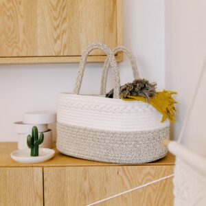 mono living Small Diaper Caddy for Baby Girl Basket for Gifts Baby Storage Baby Shower Gifts Newborn Changing Table Cotton Rope Organizer Mother's Day