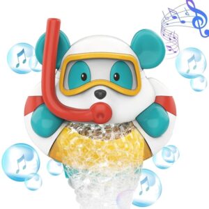 wentoyce bear bubble maker for bath, foam blower bubbling making machine, nursery rhyme musical bathtub toy for baby kids happy bath