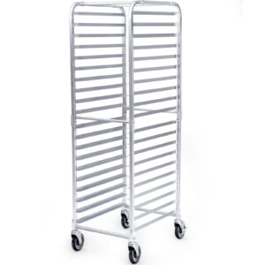 petsite 20 tier sheet pan rack, commercial aluminum full & half bun pan bakery rack with brake wheels for restaurant home kitchen