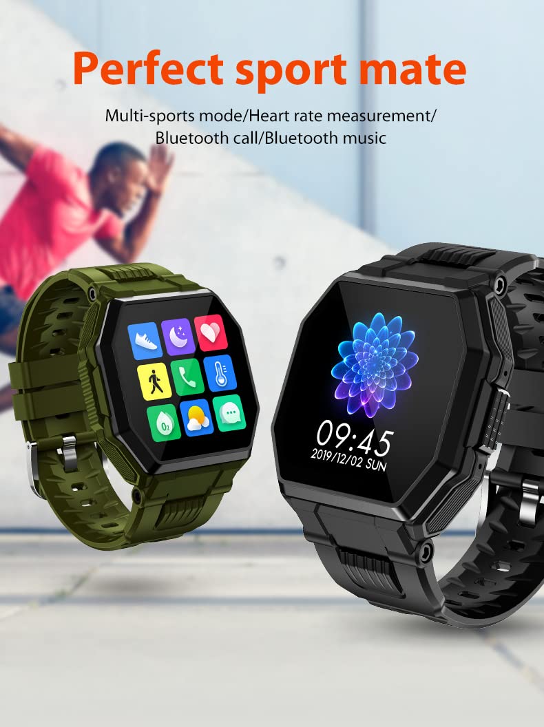 Smart Watches for Men Activity Fitness Tracker with Bluetooth Call Heart Rate Blood Pressure Blood Oxygen Sleep Monitor IP67 Waterproof 1.54" Touch Screen Smart Watch for iOS Android (Black)