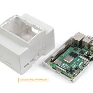 DIN Rail Case for Raspberry Pi 4, DIN Rail Mount Support, ABS Material, Clear Top Window, Large Inner Space Allows Accommodating an Extra Add-on Such as PoE HAT (D), RS485 CAN HAT etc. Easy to Use