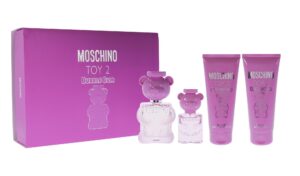 moschino moschino toy 2 bubble gum women 3.4oz edt spray, 0.17oz edt spray, 3.4oz body lotion, 3.4oz bath and shower gel 4 pc gift set