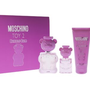 Moschino Moschino Toy 2 Bubble Gum Women 3.4oz EDT Spray, 0.17oz EDT Spray, 3.4oz Body Lotion, 3.4oz Bath and Shower Gel 4 Pc Gift Set