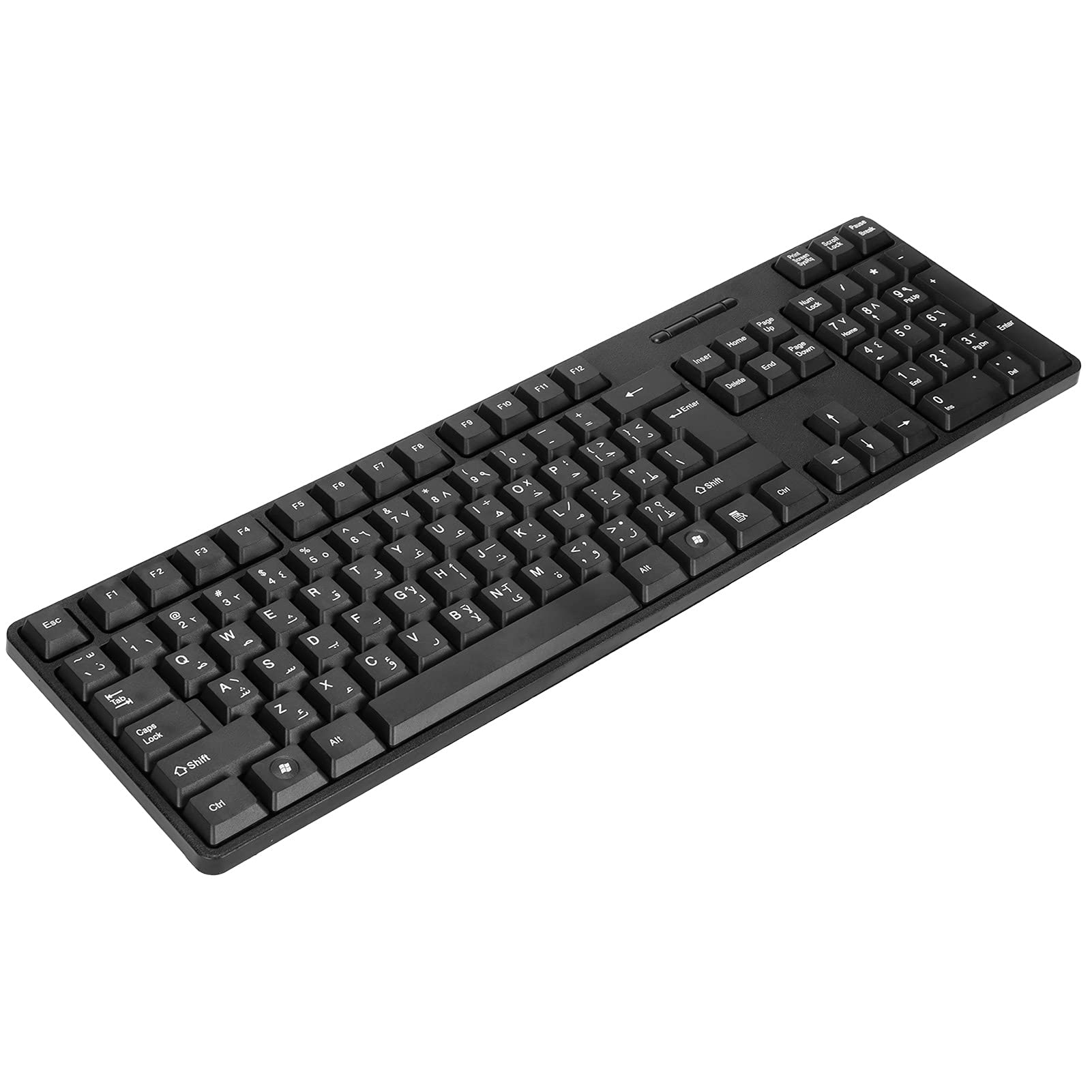 Shanrya Computer Keyboards, Comfortable Gaming Keyboard ‑Proof Ergonomic Design Non‑Slip for Pc Notebook Computers for Arabic and English for Home