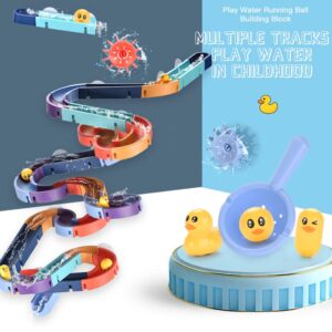 66 PCS Large Slide Construction Bath Toys (Height 25.6") for 3+ Years Old Toddlers, Waterfall Shower Tracks Bathtub Toys Gift for Girls Boys