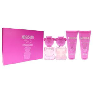 Moschino Moschino Toy 2 Bubble Gum Women 3.4oz EDT Spray, 0.17oz EDT Spray, 3.4oz Body Lotion, 3.4oz Bath and Shower Gel 4 Pc Gift Set