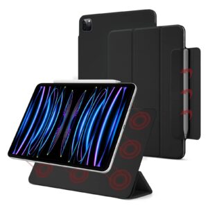 magnetic case for ipad pro 11 inch 4th /3rd /2nd generation(2022/2021/2020),slim smart folio for ipad pro 11,lightweight trifold stand case, auto sleep/wake, support 2nd gen pencil charging (black)