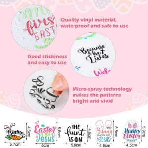 36 Pieces Easter Stickers Easter Bless Saying Egg Stickers Waterproof Positive Word Sticker for Water Bottle Envelopes Cards Scrapbooking Kids Girls Adults School Teacher DIY Laptop Party Favors