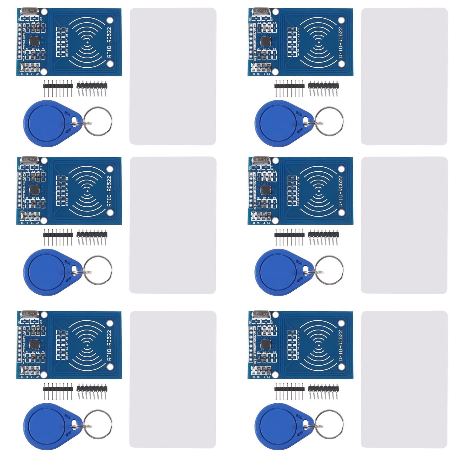 Alinan 6pcs RFID Kit MFRC522 RF IC Card Sensor Module with S50 Blank Card and Key Ring