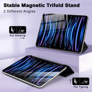 Magnetic Case for iPad Pro 11 Inch 4th /3rd /2nd Generation(2022/2021/2020),Slim Smart Folio for iPad Pro 11,Lightweight Trifold Stand Case, Auto Sleep/Wake, Support 2nd Gen Pencil Charging (Black)