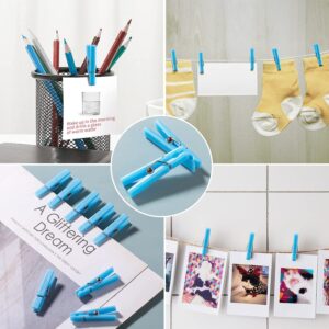 Don't Say Baby Shower Clothespin Game, 60 Mini Plastic Clothespins One 8.5 x 11 Sign 50 Mini Plastic Baby (Blue)