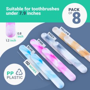 UnicomT 8 PCs Travel Toothbrush Case with Drainage Holes – Portable, Breathable Bulk Plastic Toothbrush Holders Travel Covers – Ideal for Camping, Trips & Daily Use – Assorted Colors