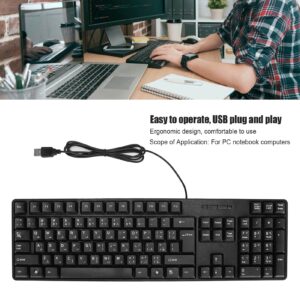 Shanrya Computer Keyboards, Comfortable Gaming Keyboard ‑Proof Ergonomic Design Non‑Slip for Pc Notebook Computers for Arabic and English for Home