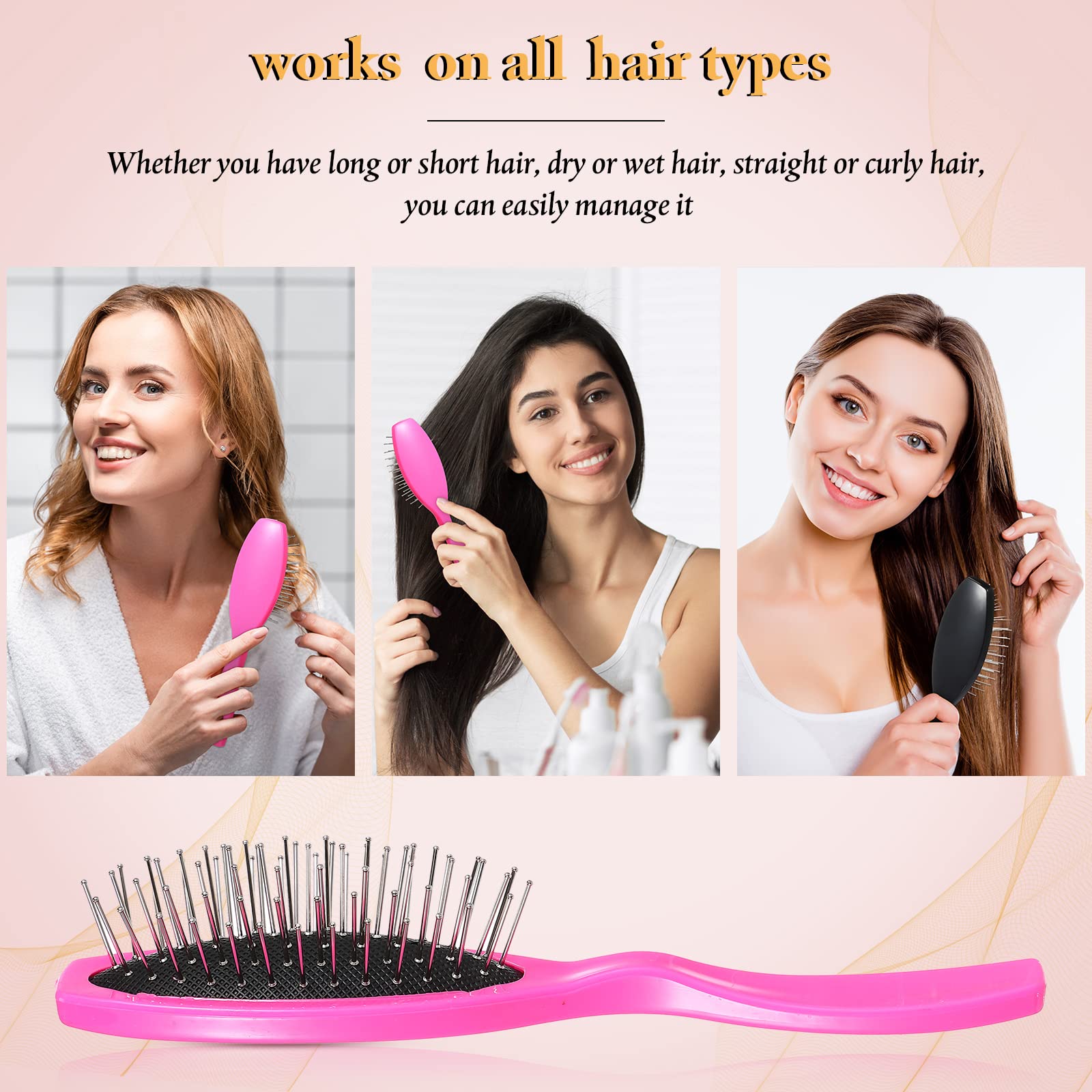 Gandeer 2 Pcs Wig Hair Brush Set - Stainless Steel Wire Brush for Synthetic Wigs, Hair Extensions for Women and Girls