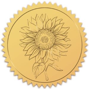 craspire sunflower gold certificate embossed seals 100pcs seals 2" foil round self adhesive embossing stickers for awards wedding invitations party favors envelopes graduation seals