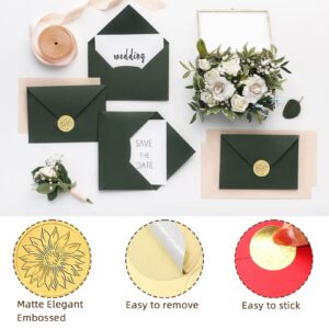 540 Pieces Gold Wax Seals Stickers Embossed Envelope Seal Stickers Gold Foil Self Adhesive Wax Stickers for Wedding Greeting Cards Invitations Party Certification, 6 Patterns (Flower)