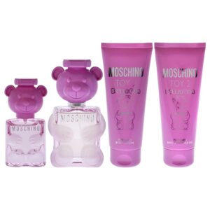 Moschino Moschino Toy 2 Bubble Gum Women 3.4oz EDT Spray, 0.17oz EDT Spray, 3.4oz Body Lotion, 3.4oz Bath and Shower Gel 4 Pc Gift Set