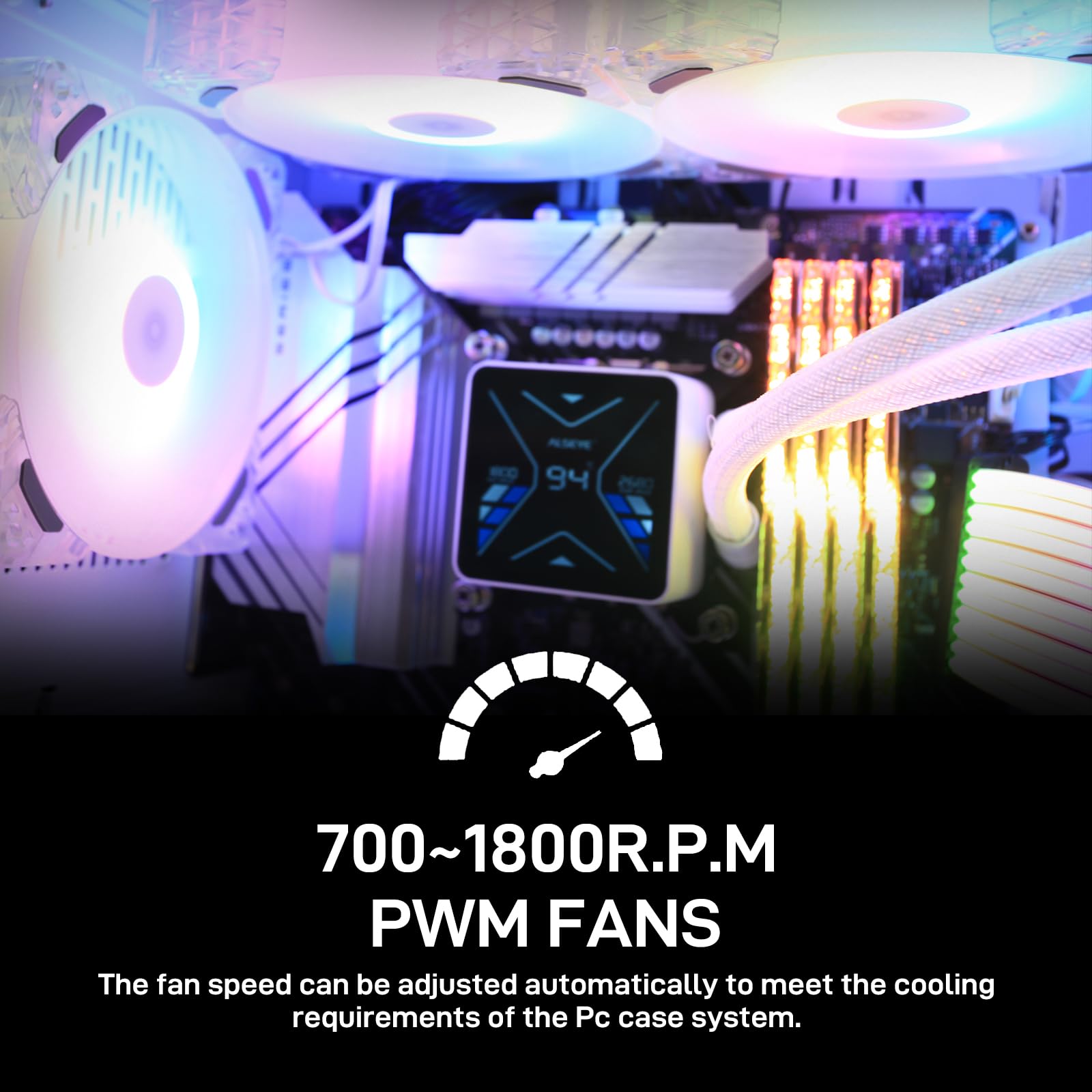 ALSEYE N12 Case Fans, 3 Pack 120mm ARGB & PWM PC Case Cooling Fans with Controller, Ultra Quiet High Airflow Half-Transparent White Computer Case Fan