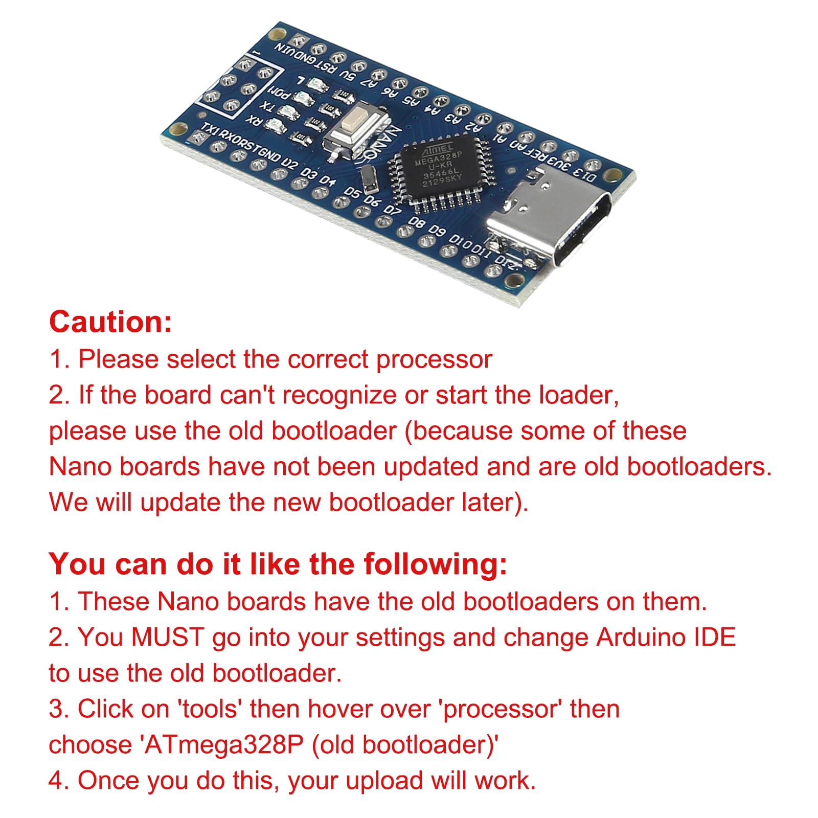 AITIAO 4Pcs for Nano V3.0, Nano Board ATmega328P 5V 16M Micro-Controller Board CH340C Chip 5V 16MHz Type-C Connection Compatible with Nano V3.0(Without USB Cable)