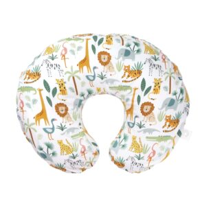 boppy nursing pillow cover, colorful wildlife, cotton blend, fits the original support for breastfeeding, bottle feeding, and bonding, cover only, sold separately