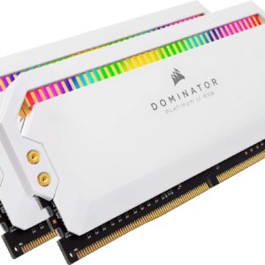 Corsair Dominator Platinum RGB DDR4 32GB (2x16GB) 3600MHz C18 Desktop Memory (12 Ultra-Bright CAPELLIX RGB LEDs, Patented DHX Cooling, Wide Compatibility, Intel XMP 2.0) White