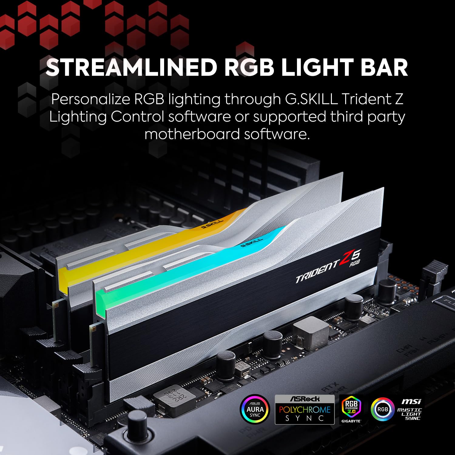 G.SKILL Trident Z5 RGB Series (Intel XMP 3.0) DDR5 RAM 32GB (2x16GB) 5600MT/s CL40-40-40-89 1.20V Desktop Computer Memory UDIMM - Metallic Silver (F5-5600J4040C16GA2-TZ5RS)