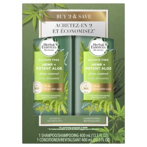 herbal essences bio:renew sulfate free hemp + potent aloe shampoo and conditioner set, 13.5 fl oz each — nourishes dry hair for frizz control, paraben cruelty safe color treated (pack of 1)