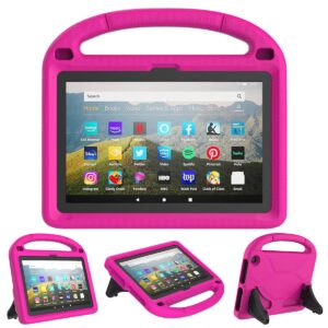 vofteek kids case for all new amazon fire hd 8 & hd 8 plus tablet (2022 model & 2020 10th gen,2020/2022 release), durable shockproof protective case with handle stand for fire 8 inch 2020 model, pink