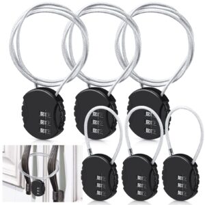 6 pieces cable locks combination locks cable luggage locks 3 digit thin combo padlock waterproof travel padlock for travel gym bike backpack cabinet 30 inch, 5.31 inch wire rope