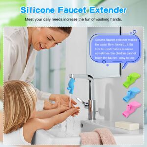 3-Pcs Silicone Faucet Extender for Kids Faucet Extender for Bathroom Sink Easy Hand Washing Bathroom & Kitchen Fun & Safe Toddler Bath Spout Cover Green Blue Pink Children & Babies