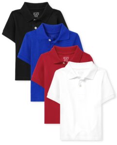 the children's place baby boys and toddler short sleeve pique polo shirt, classic red/nautico/white/quench blue, 4t us