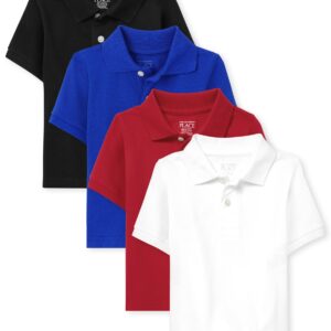 The Children's Place baby boys And Toddler Short Sleeve Pique Polo Shirt, Classic Red/Nautico/White/Quench Blue, 4T US