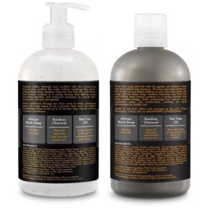 Shea Moisture African Black Soap Bamboo Charcoal Deep Cleansing Shampoo & Deep Balancing Conditioner Set, 13 Ounce each