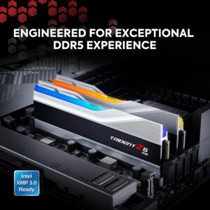 G.SKILL Trident Z5 RGB Series (Intel XMP 3.0) DDR5 RAM 32GB (2x16GB) 5600MT/s CL40-40-40-89 1.20V Desktop Computer Memory UDIMM - Metallic Silver (F5-5600J4040C16GA2-TZ5RS)