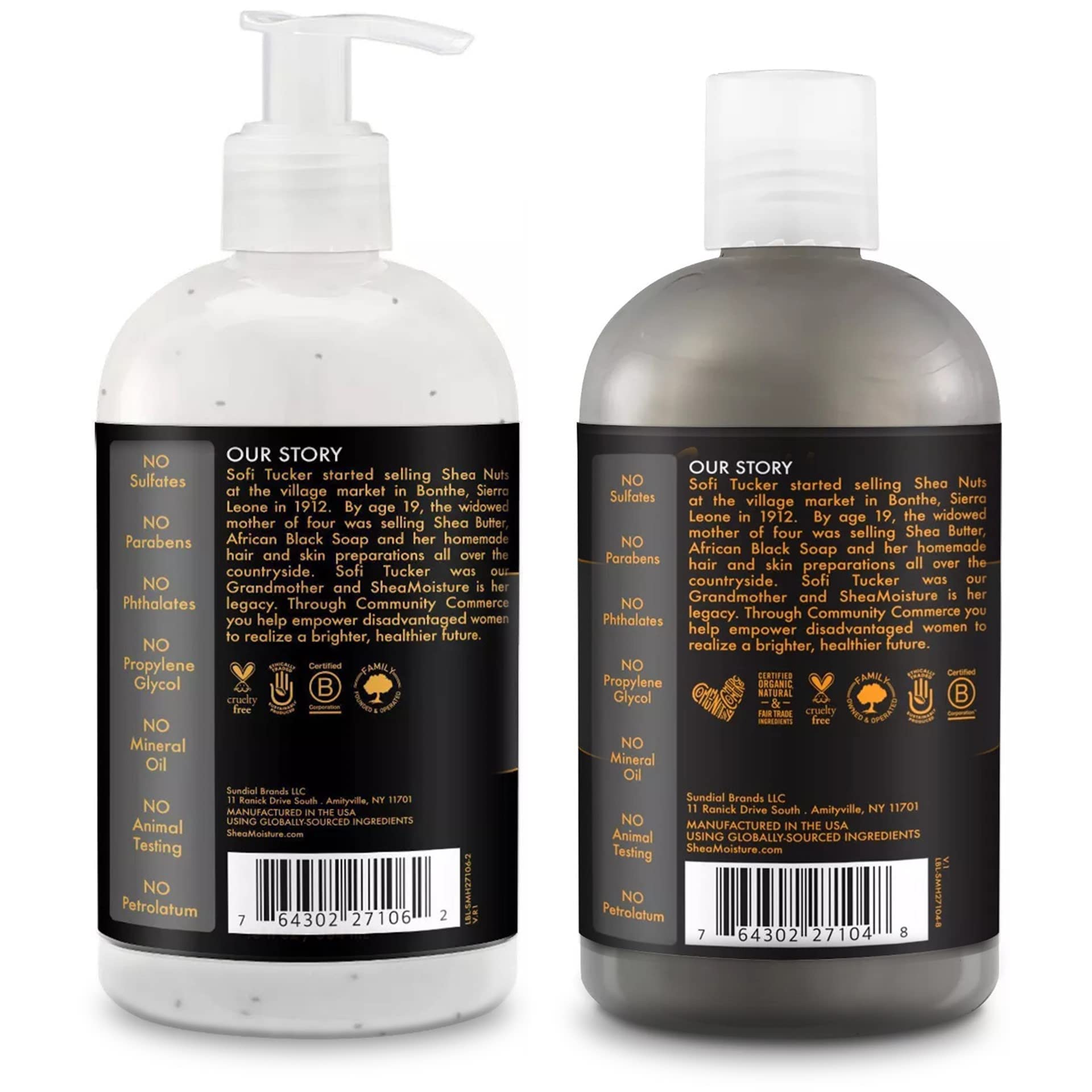 Shea Moisture African Black Soap Bamboo Charcoal Deep Cleansing Shampoo & Deep Balancing Conditioner Set, 13 Ounce each