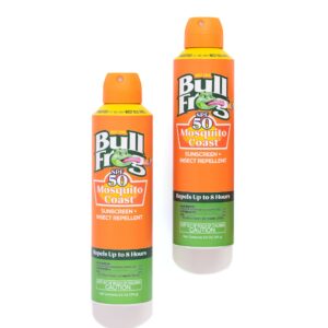 Bullfrog Mosquito Coast Sunscreen SPF50 + Insect Repellant 5.5oz Continuous Spray, 2pk