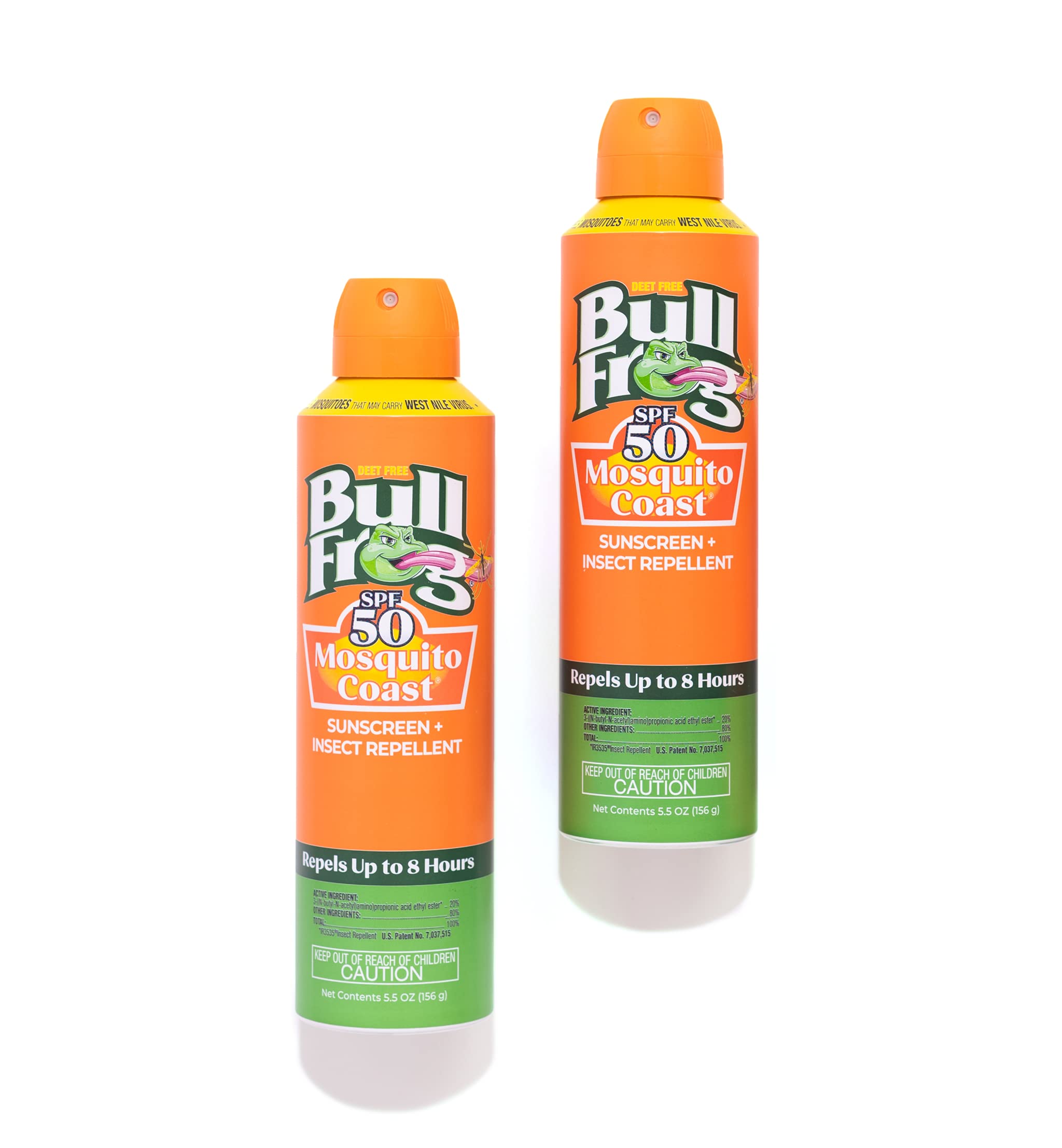 Bullfrog Mosquito Coast Sunscreen SPF50 + Insect Repellant 5.5oz Continuous Spray, 2pk