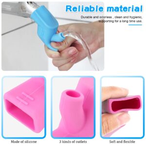 3-Pcs Silicone Faucet Extender for Kids Faucet Extender for Bathroom Sink Easy Hand Washing Bathroom & Kitchen Fun & Safe Toddler Bath Spout Cover Green Blue Pink Children & Babies