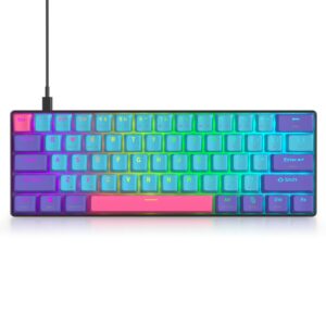 Guffercty kred GK61 60 Percent Wireless Bluetooth Mechanical Gaming Keyboard with hot swappable Switches 60% RGB Backlit for Windows/Mac/Android (Gateron Optical Yellow, Joker)