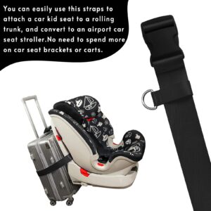 Adjustable Car Seat Travel Belt to Suitcase CPC Certificate CPSIA Test Car Seat Luggage Strap Convert Kid Car Seat and Carry-on Luggage to Airport Car Seat Stroller Carrie Carseat Strap for Luggage