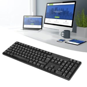 Shanrya Computer Keyboards, Comfortable Gaming Keyboard ‑Proof Ergonomic Design Non‑Slip for Pc Notebook Computers for Arabic and English for Home