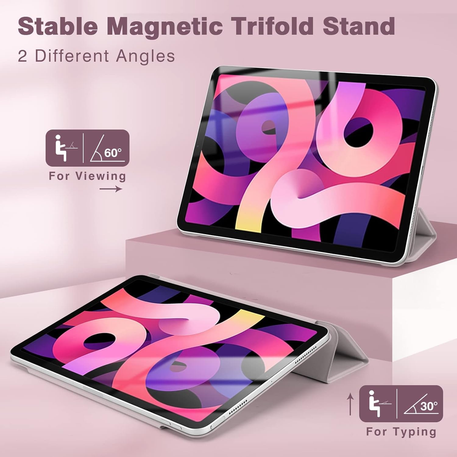 Magnetic Case for iPad Air 6/5/ 4, Slim Smart Folio for iPad Air 5th/ 4th Generation 10.9 Inch 2022/2020 Model, Trifold Stand Case, Auto Sleep/Wake (Taro Purple)