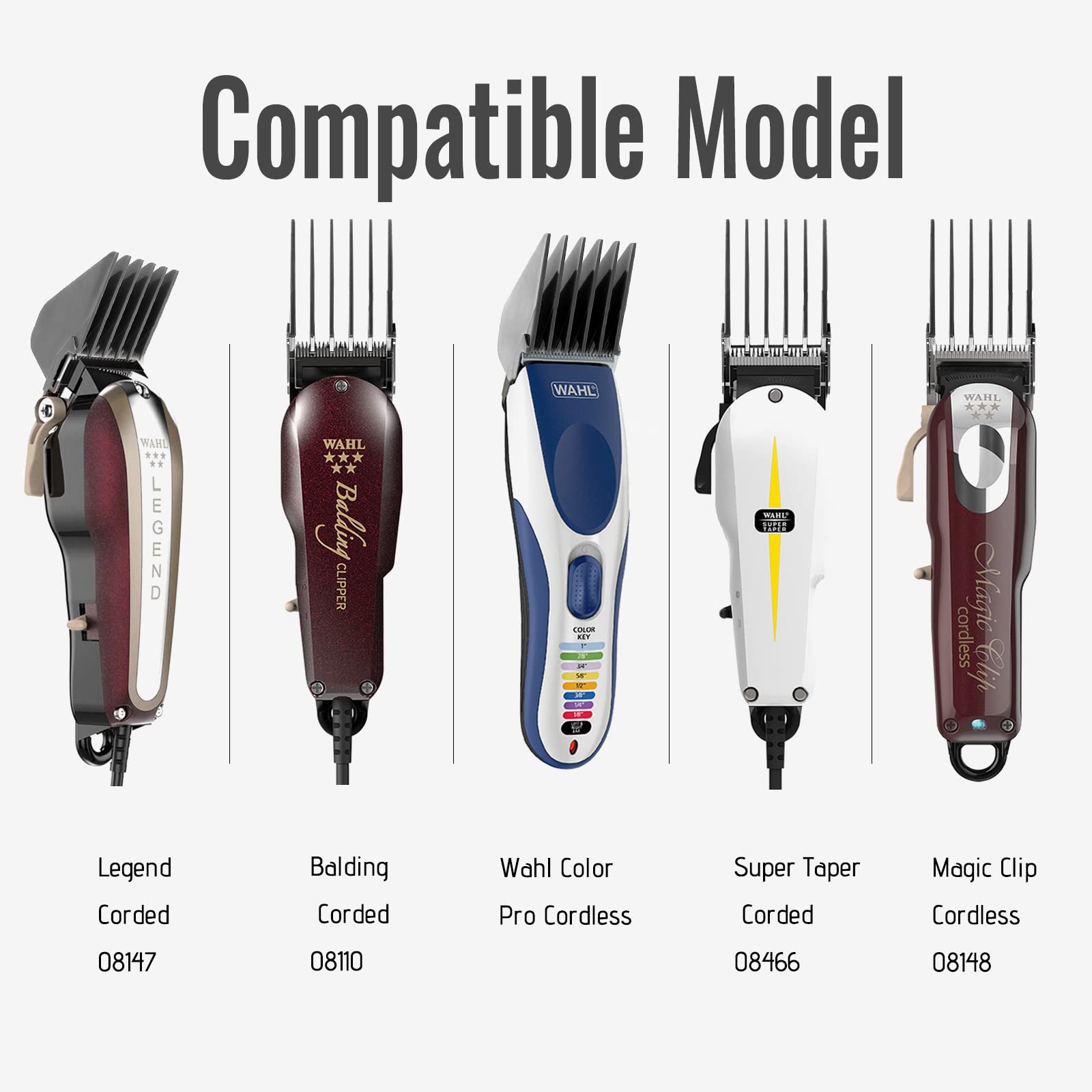 Premium Clipper Guards, Clipper Combs Guides with 8 Cutting Lengths from 3in & 2.75 in & 2.5 in & 2.25 & 2 & 1.75 & 1.5& 1.25 (#24, 22, 20, 18, 16, 14, 12, 10) Fits Wahl Clippers (8pcs Gray Mega Set)