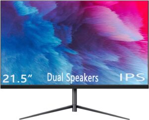 aishichen 21.5 inch computer monitor, build-in speakers, 75hz 1080p, fhd desktop monitor, hdmi monitor, led monitor, ips monitor with hdmi & vga ports, vesa wall mount (21.5 inch + w/speakers)