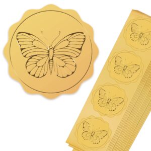 craspire butterfly gold foil seals wedding embossed certificate seals 2" round self adhesive label stickers for wedding invitations party favors envelopes graduation christmas seals